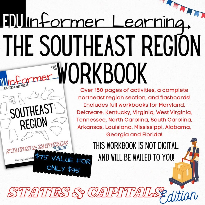 Southeast Region Workbook: States & Capitals, 150+ Pages (physical) - Etsy