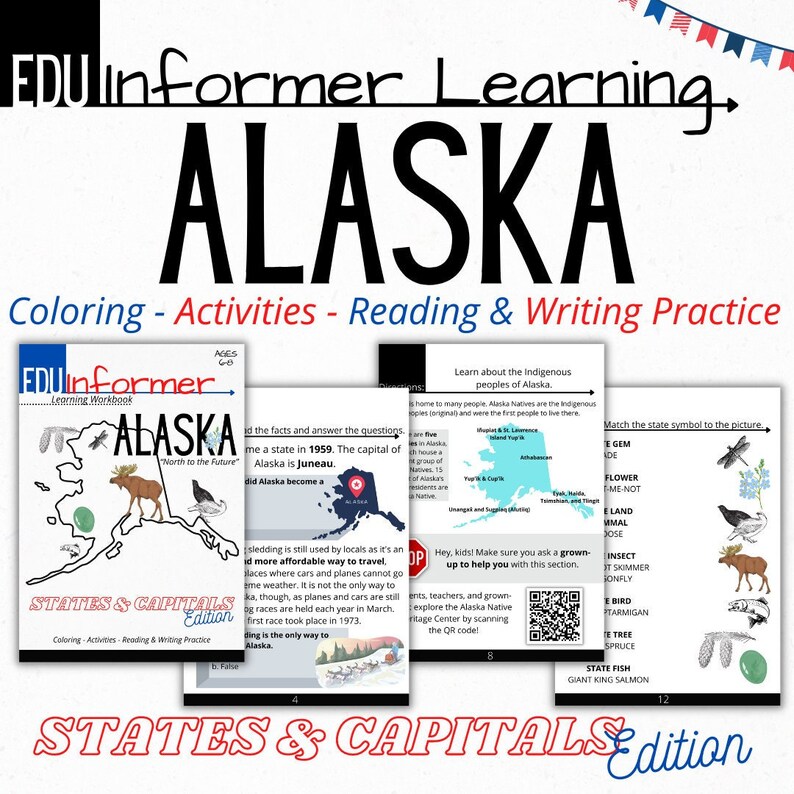 States and Capitals Series, Alaska Workbook, Printable and Digital ...