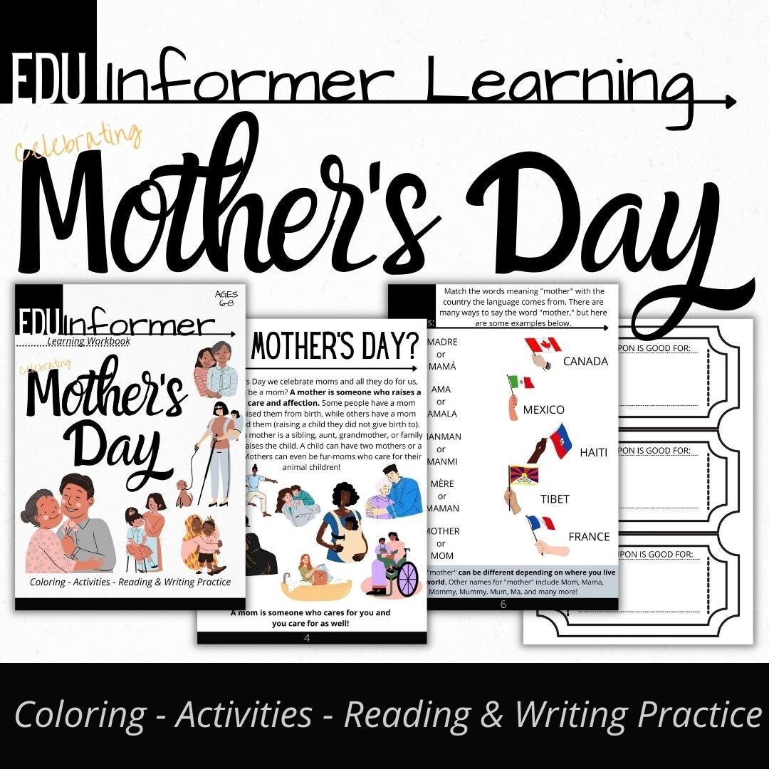 Celebrating Mother's Day, Printable and Digital Workbook, Homeschool ...