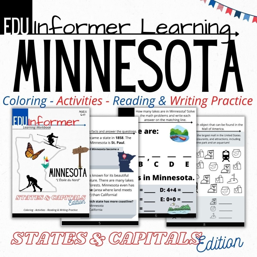 States and Capitals Series, Minnesota Workbook, Printable and Digital ...