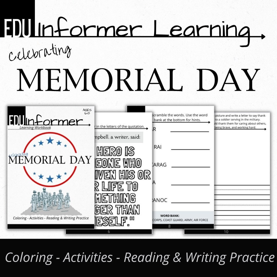 Celebrating Memorial Day, Printable and Digital Workbook, Homeschool ...