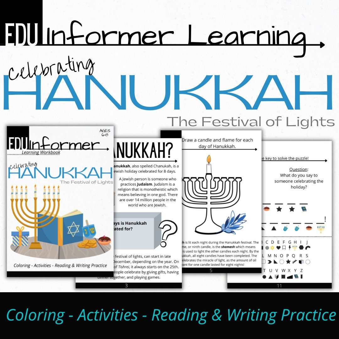 Celebrating Hanukkah, Printable and Digital Workbook, Homeschool and ...
