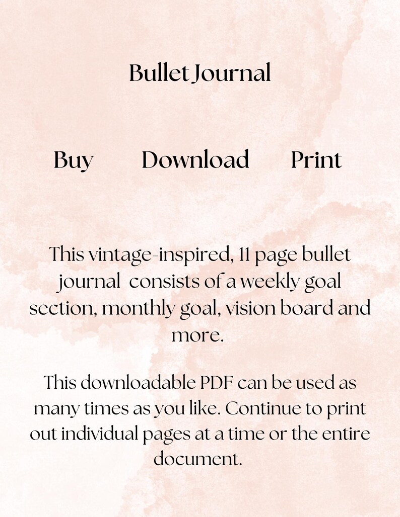 Bullet Journal Printable, Vintage Bullet Journal, Printable Bullet ...