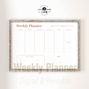 Digital Weekly Planner 2022 2023 Printable to Do List Horizontal ...