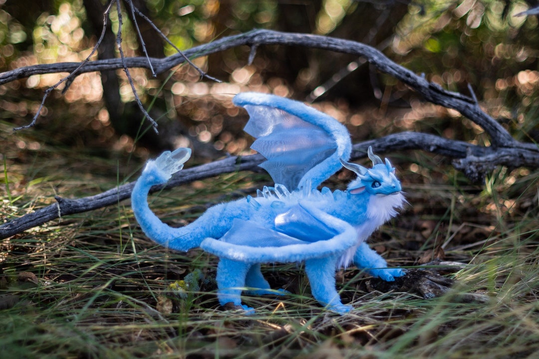 Posable Crystal Ice Dragon Art Doll, Ooak Plushie, Fantasy Creature ...