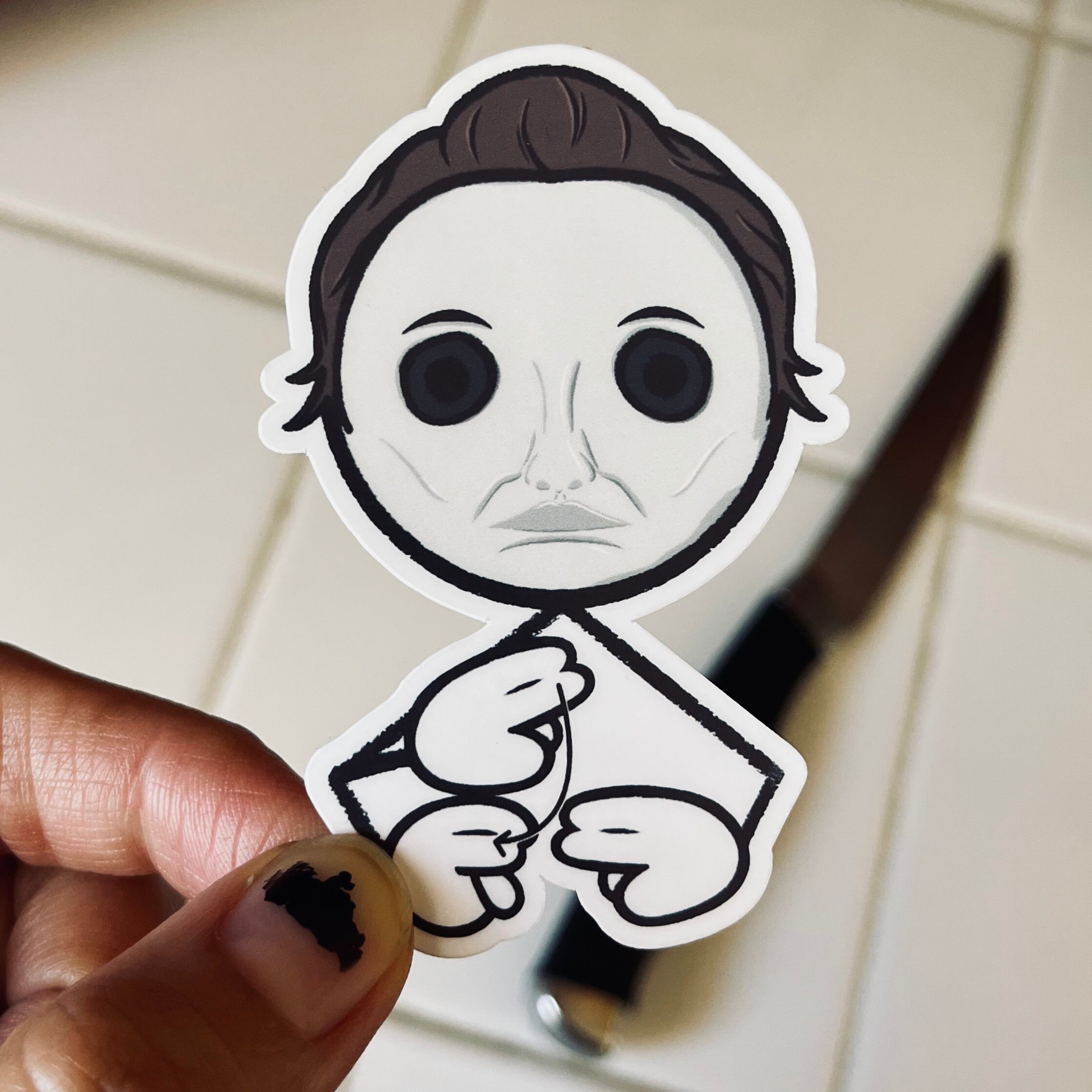 ASL knife Michael Myers Sign Sticker - Etsy