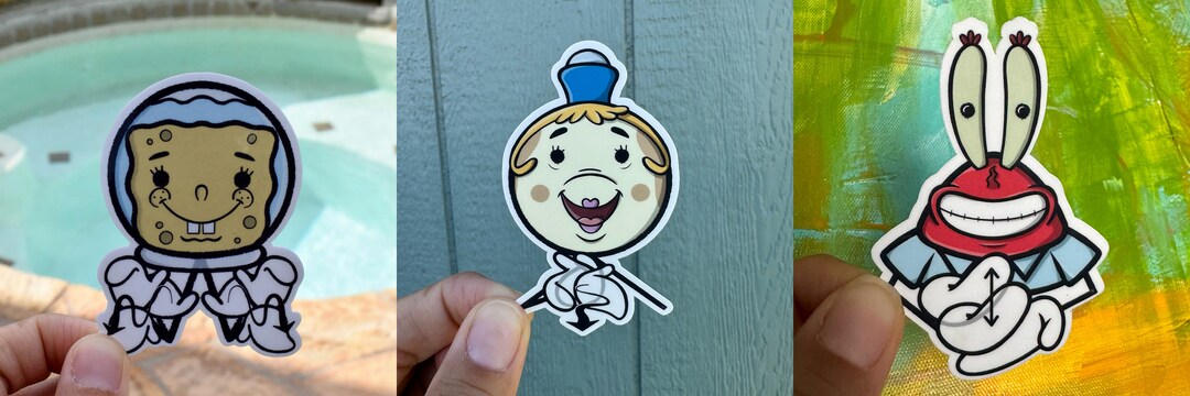ASL Fanart sea Sponge Bob / fish Mrs Puff / money Mr Krabs Sign Sticker ...