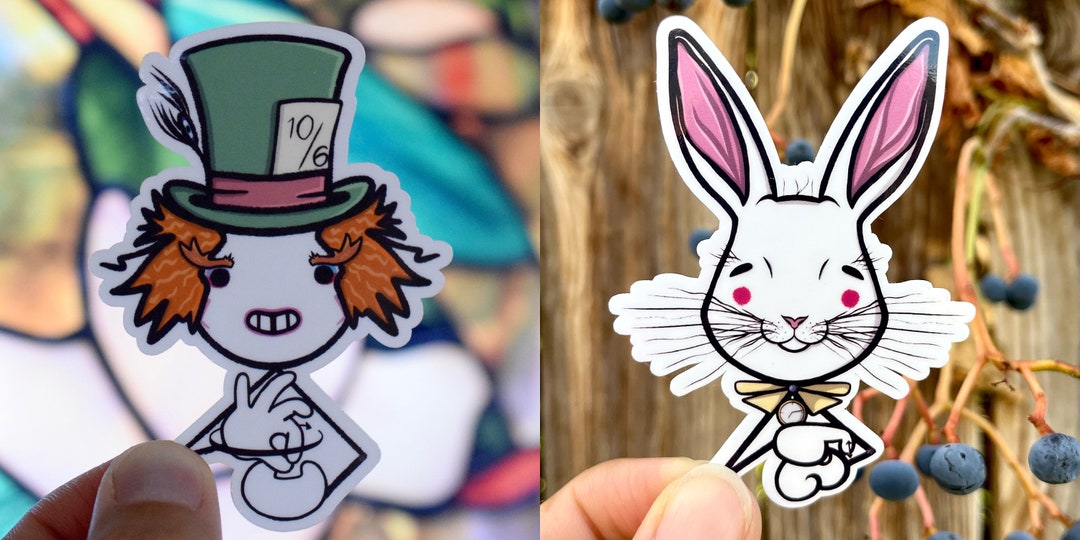 ASL tea Mad Hatter / time White Rabbit Sign Sticker - Etsy