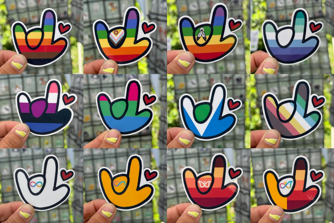 ASL Ily Pride Flags Sign Stickers - Etsy