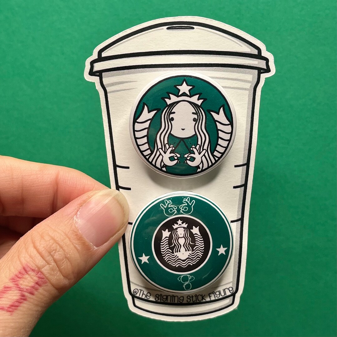 ASL "starbucks" / “starbucks Coffee” Sign Button Pin - Etsy