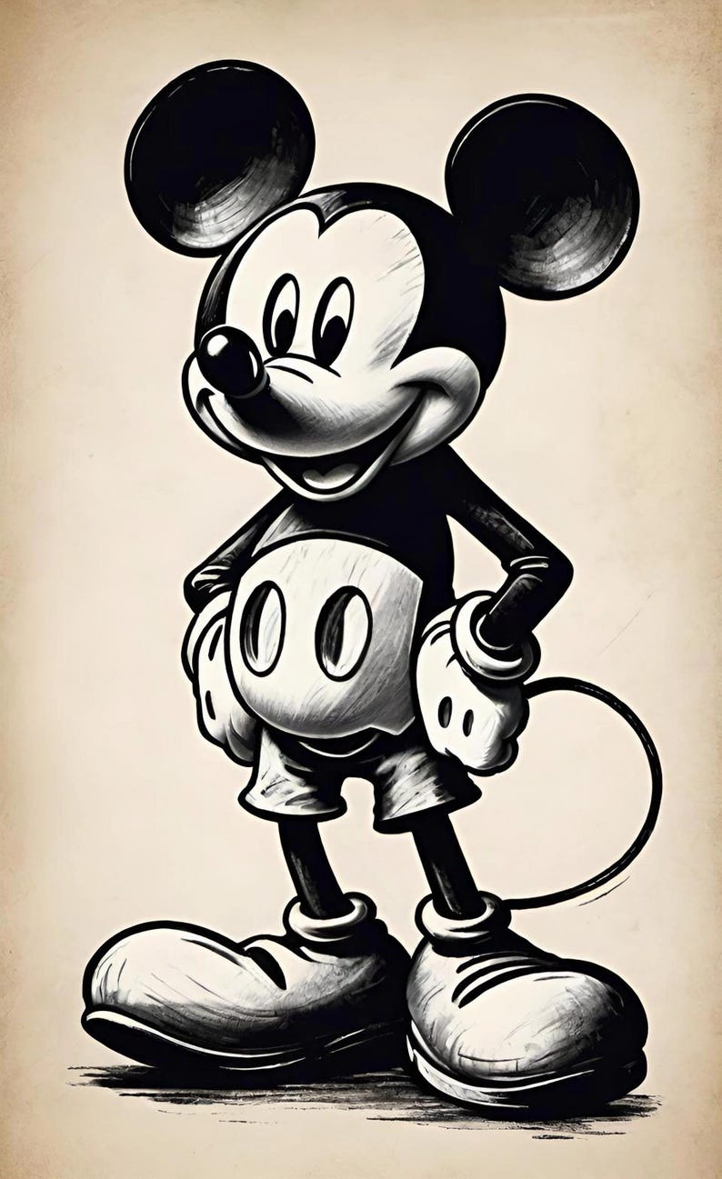 Vintage Mickey Mouse Illustrations – Retro Cartoon Digital Art Download ...
