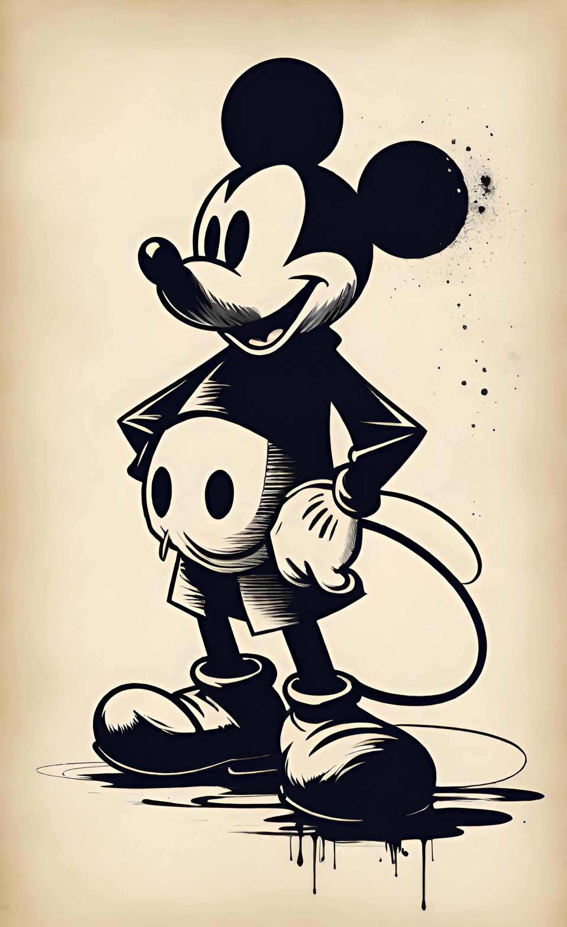 Vintage Style Mickey Mouse Illustrations/drawings/vintage Mickey Mouse ...