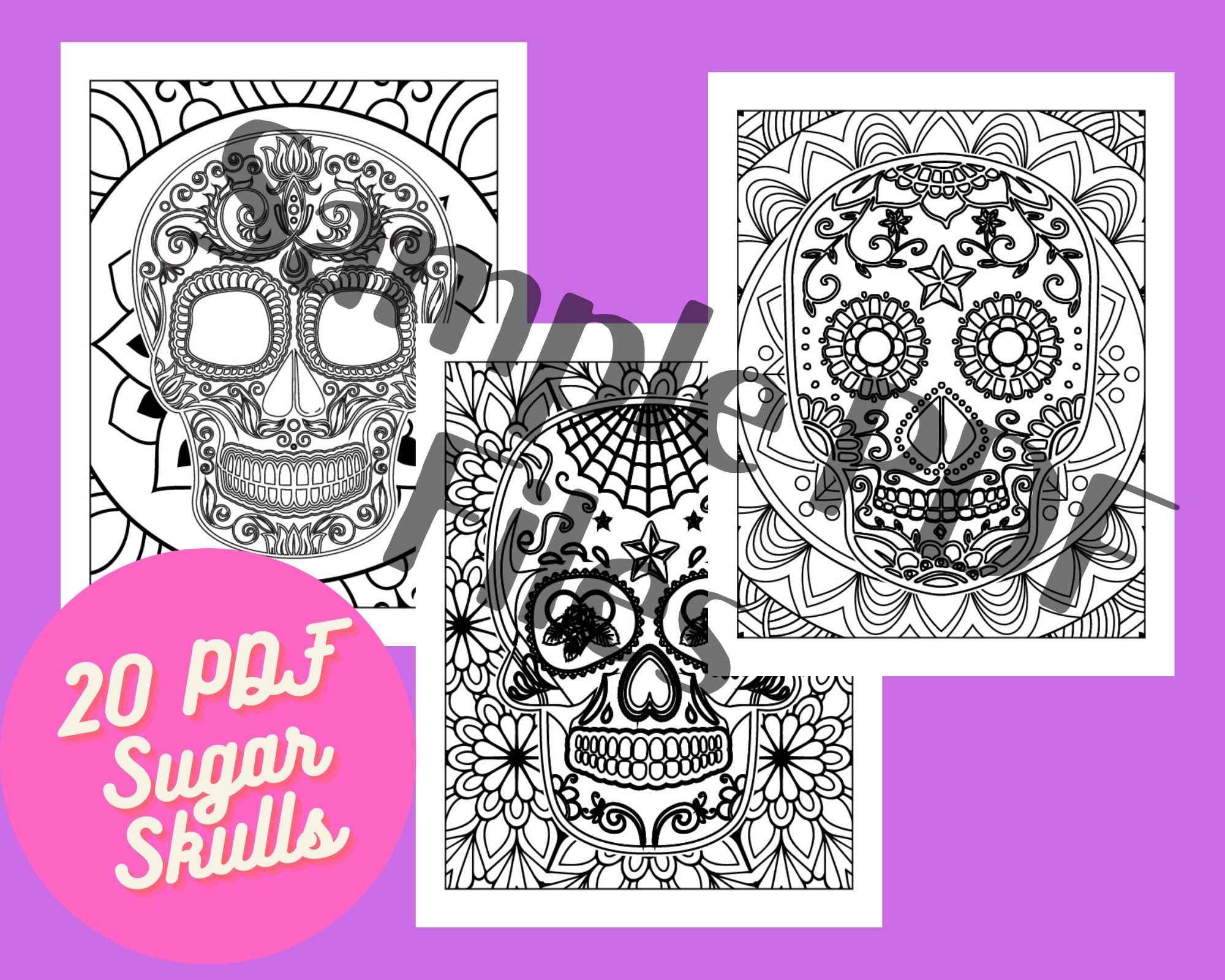 20 Sugar Skull Coloring Pages, Sugar Skull Coloring Book, Day of the ...