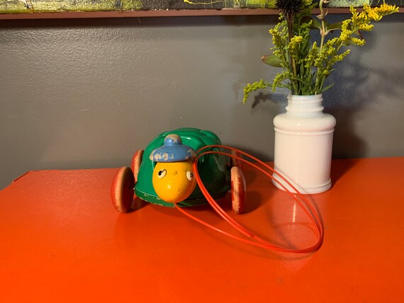 Vintage Turtle Pull Toy - Etsy