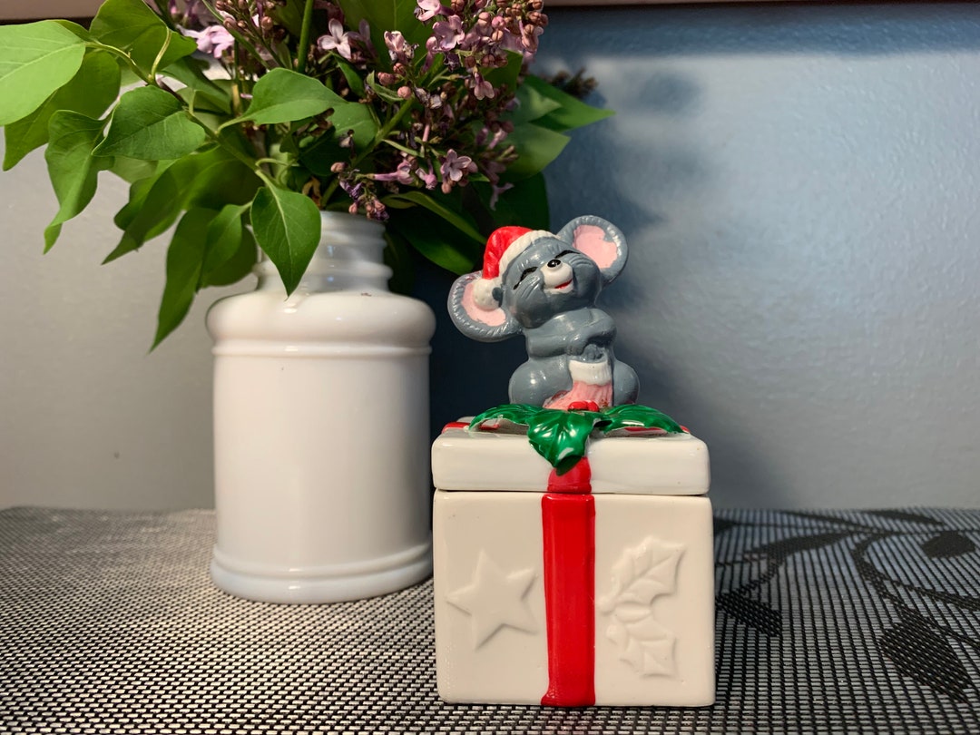 Vintage Christmas Mouse Candle/trinket Box - Etsy