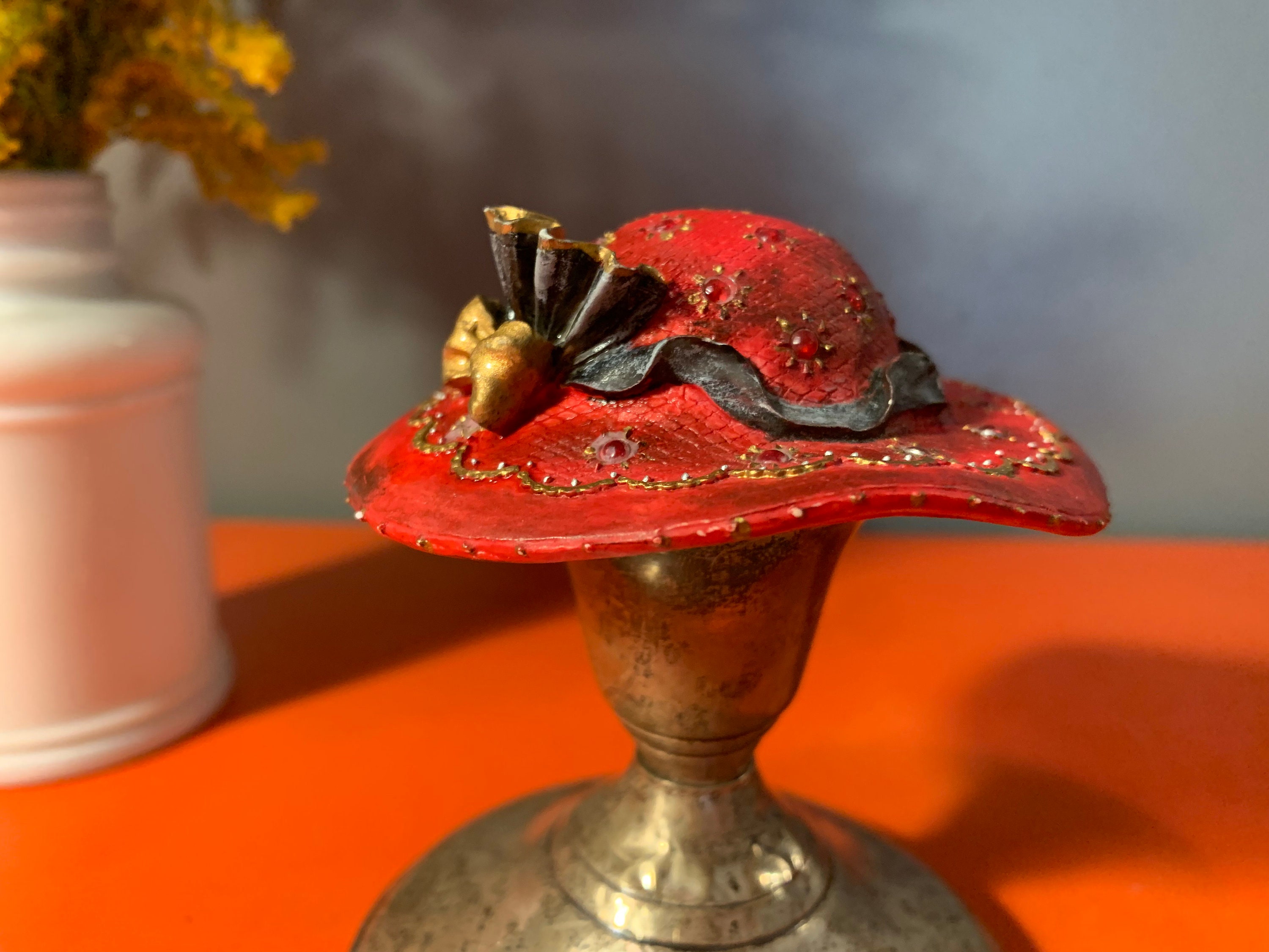 Vintage Ceramic Red Hat Decor Collectible Red Hat Society Etsy