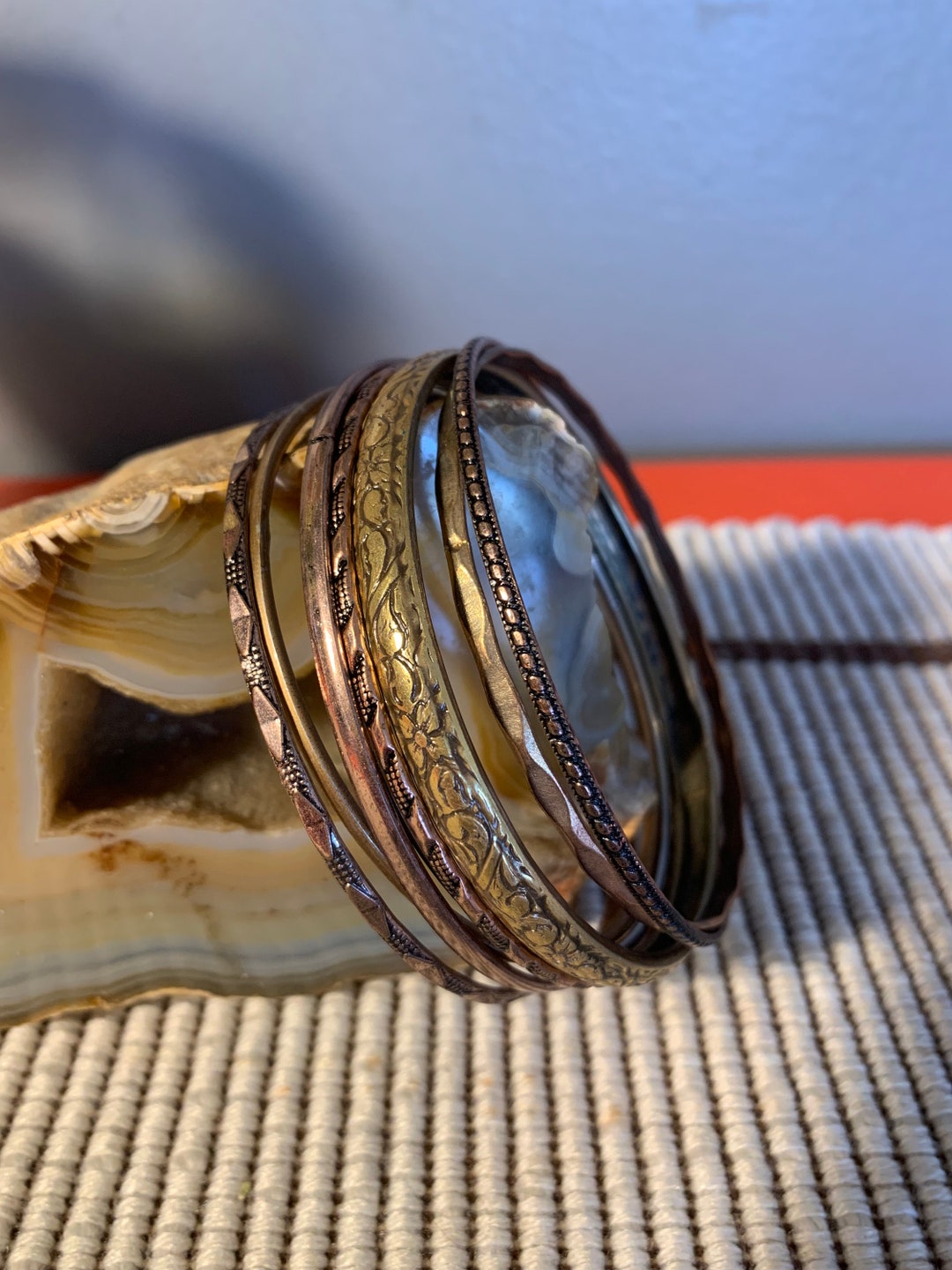 Vintage Copper & Brass Bangle Bracelets. Set of 8, Please Read the ...