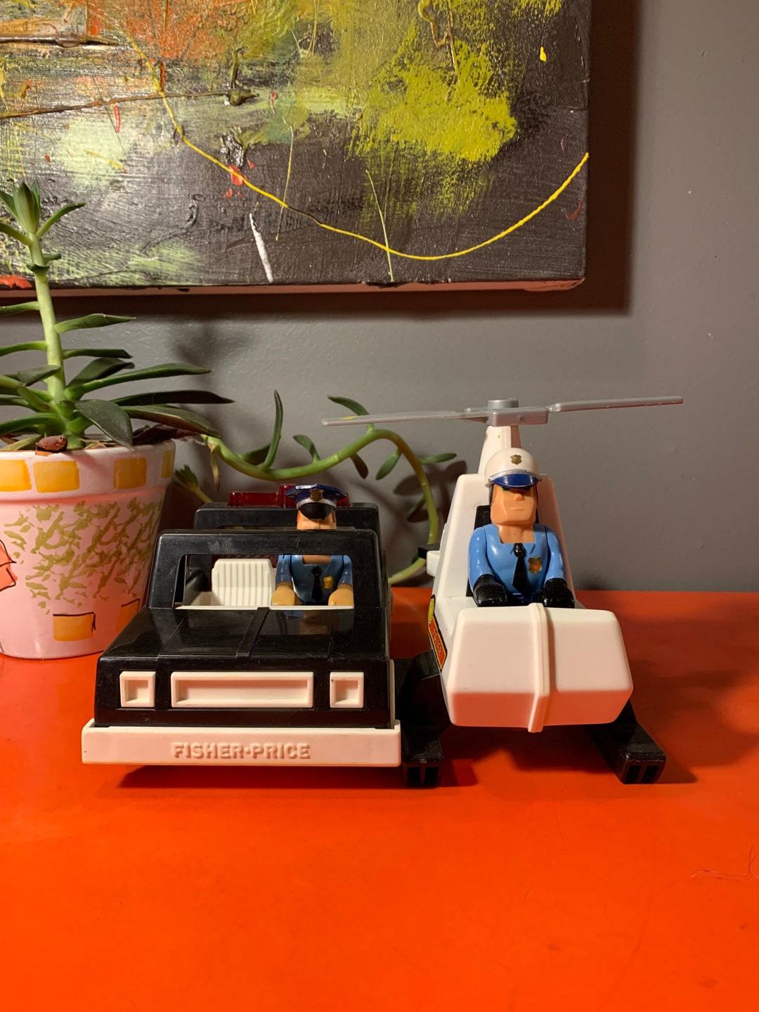 Vintage Husky Helpers Police Helicopter, Car and Officers Figurines - Etsy