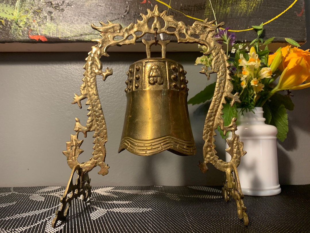 Vintage Dragon Stand/arch Brass Bell - Etsy