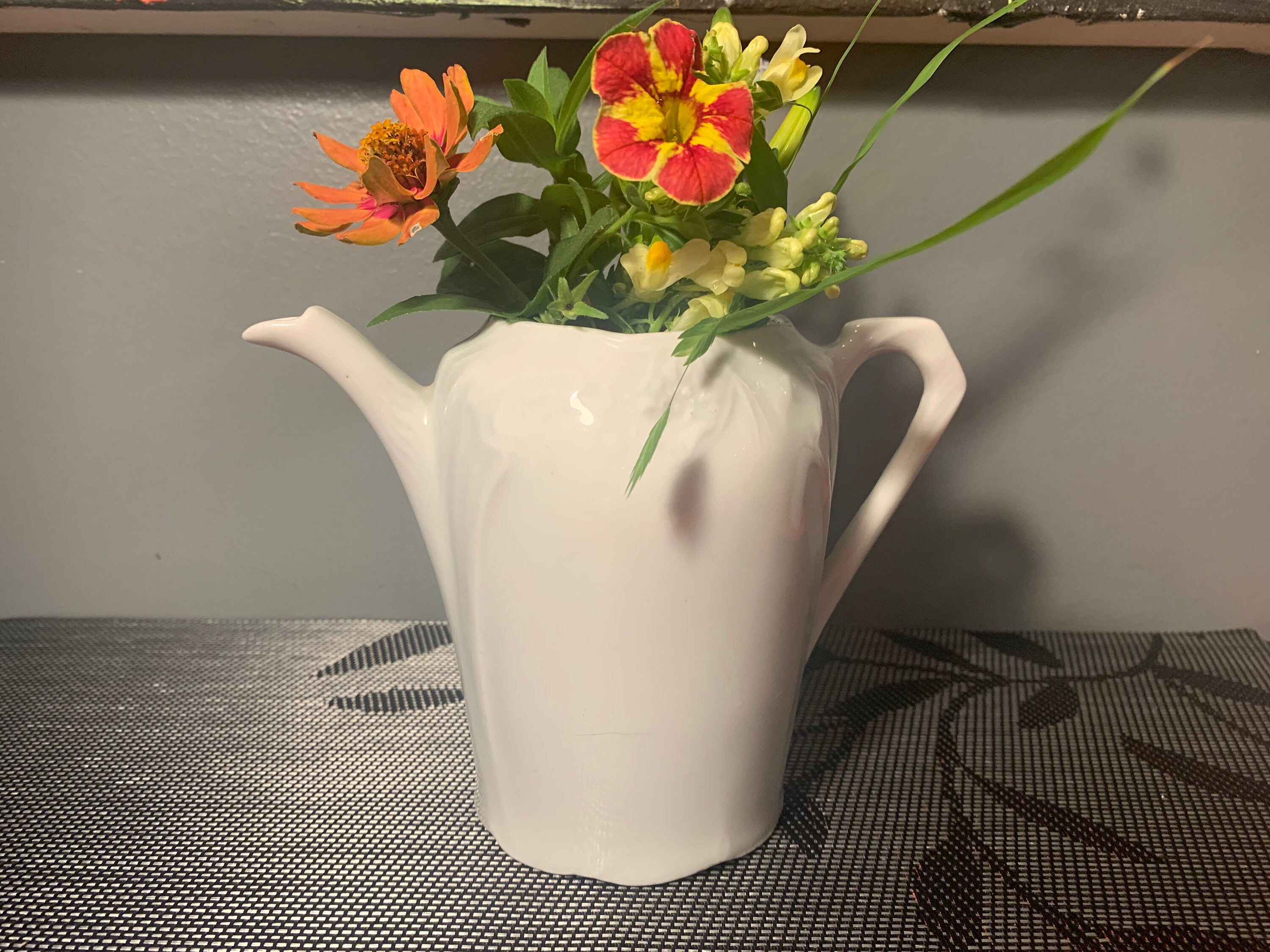 Vintage Repurposed White Pitcher Flower Vase - Etsy