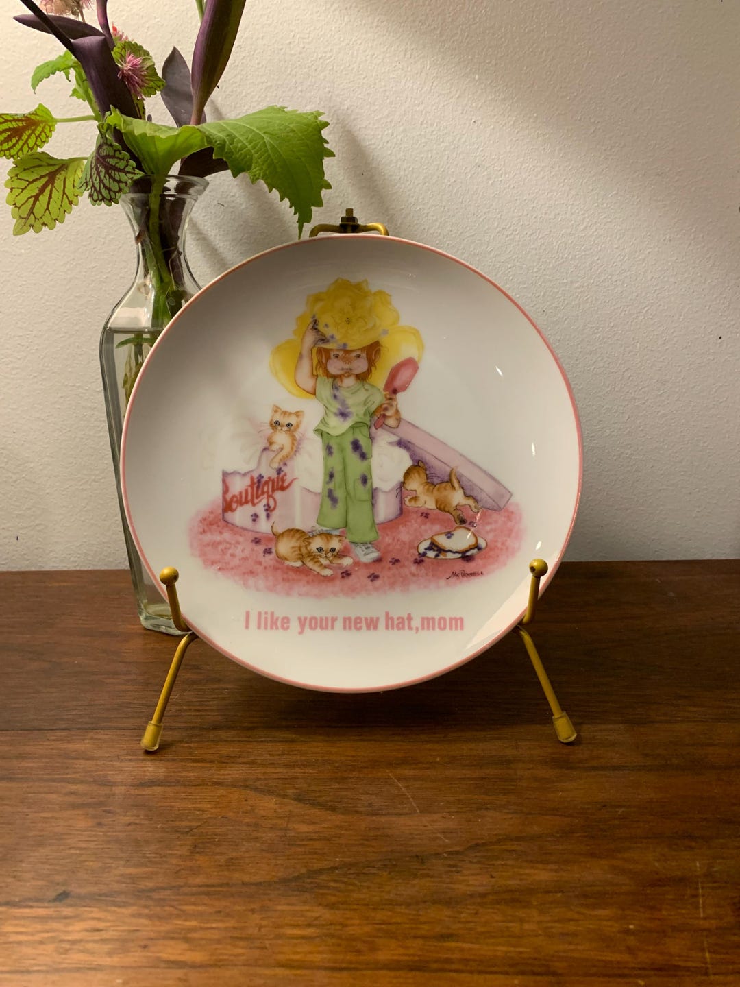 Vintage Cat Lady Collectible Plate, Jane Mcdowell Design - Etsy