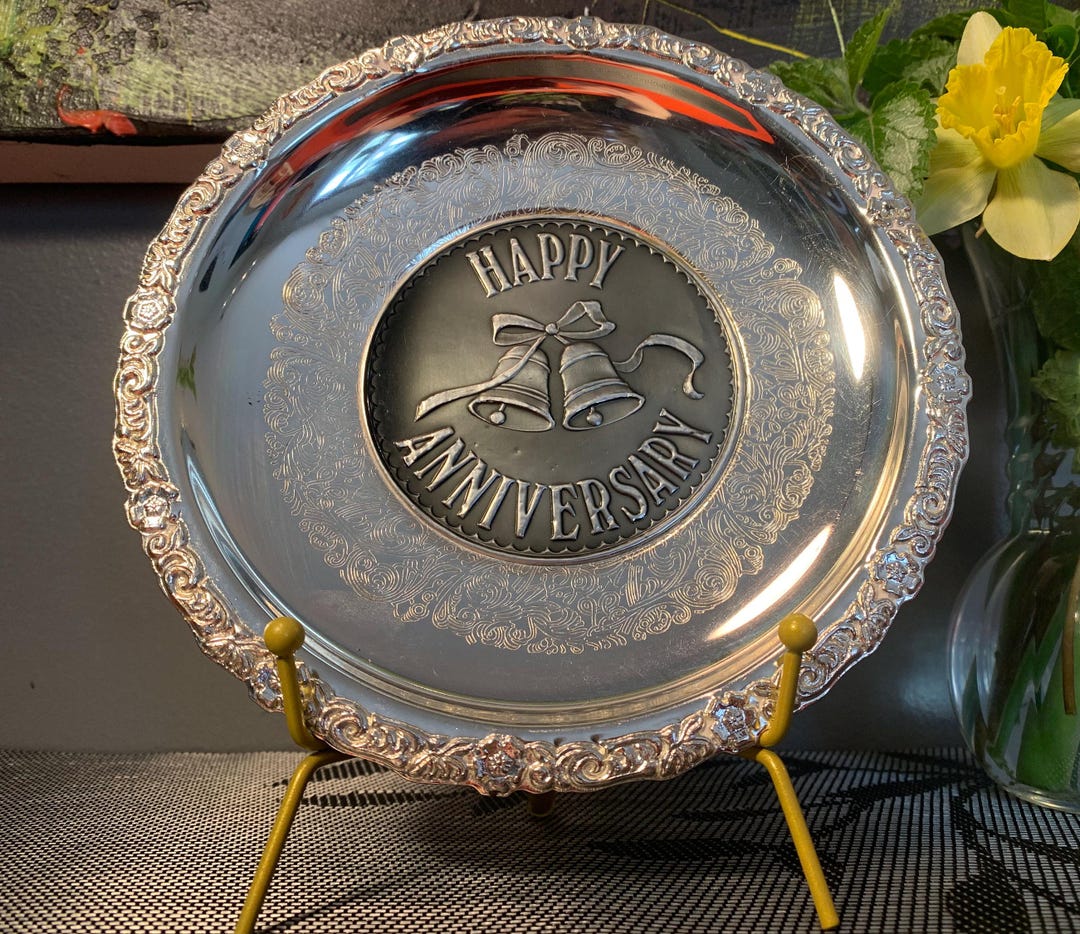 Vintage "happy Anniversary" Metal Wall Plate, Wedding Bells Decor - Etsy