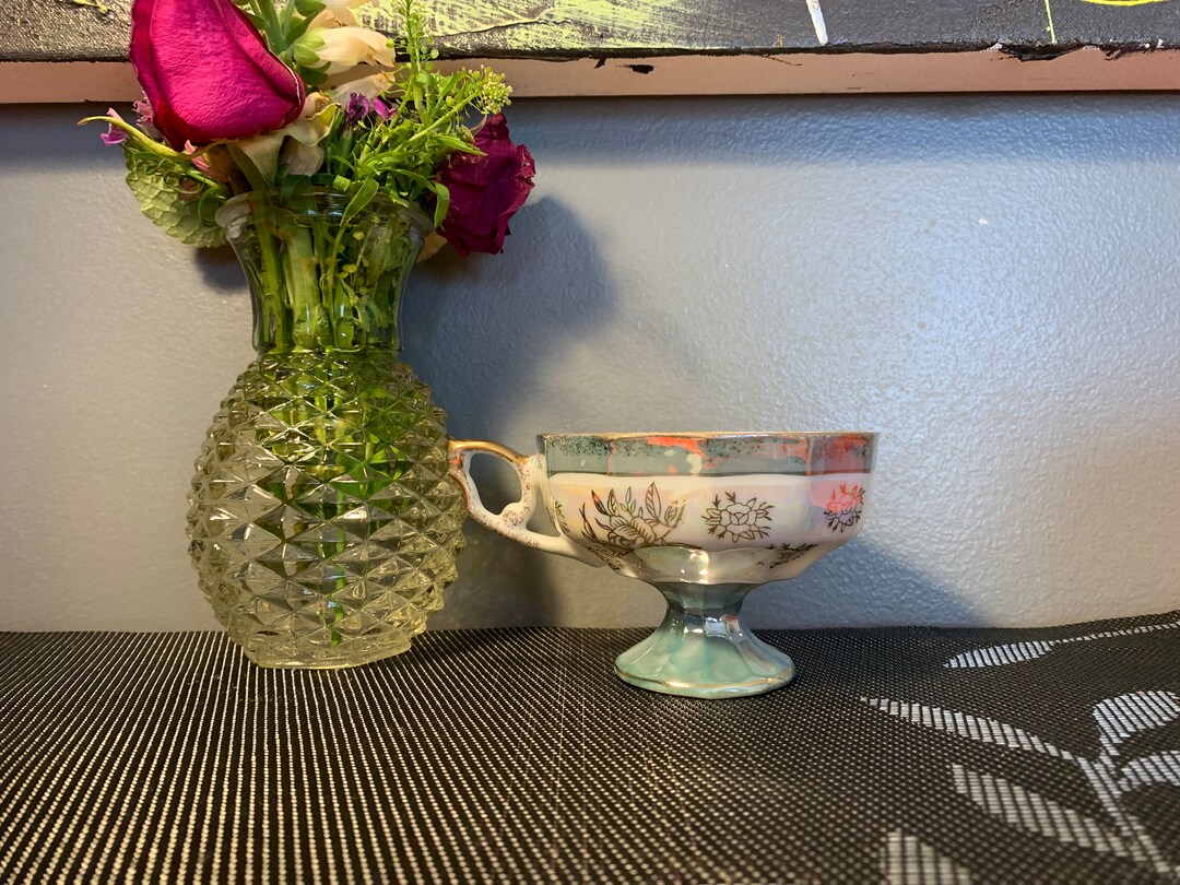 Vintage Japan Royal Crown Porcelain Iridescent Turquoise Fancy Gold ...