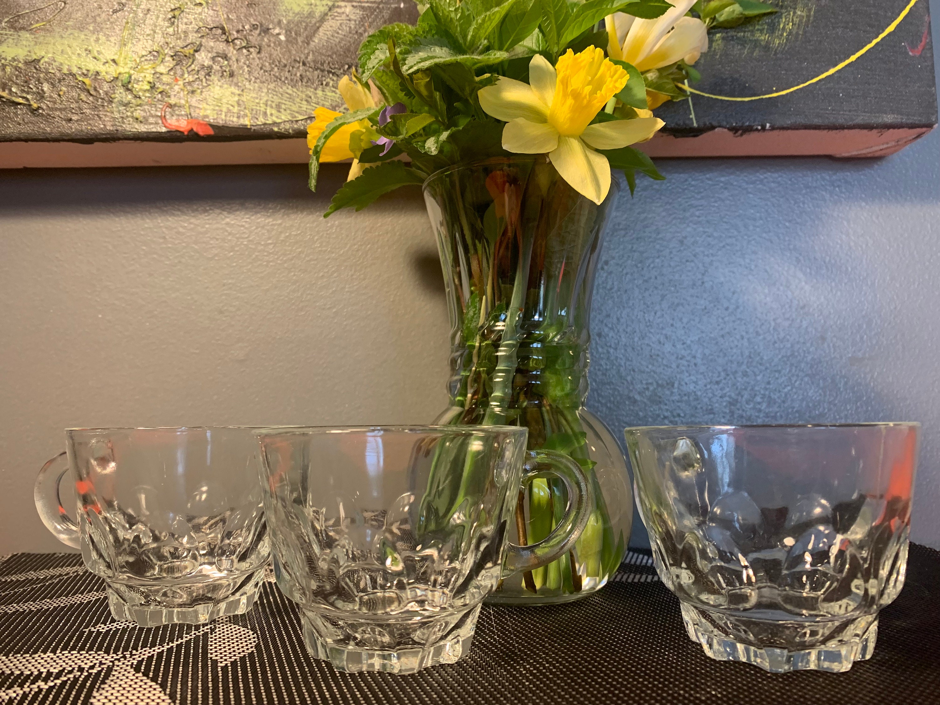 Vintage Clear Glass Punch Cups Thumb Print Pattern Set of 3 - Etsy