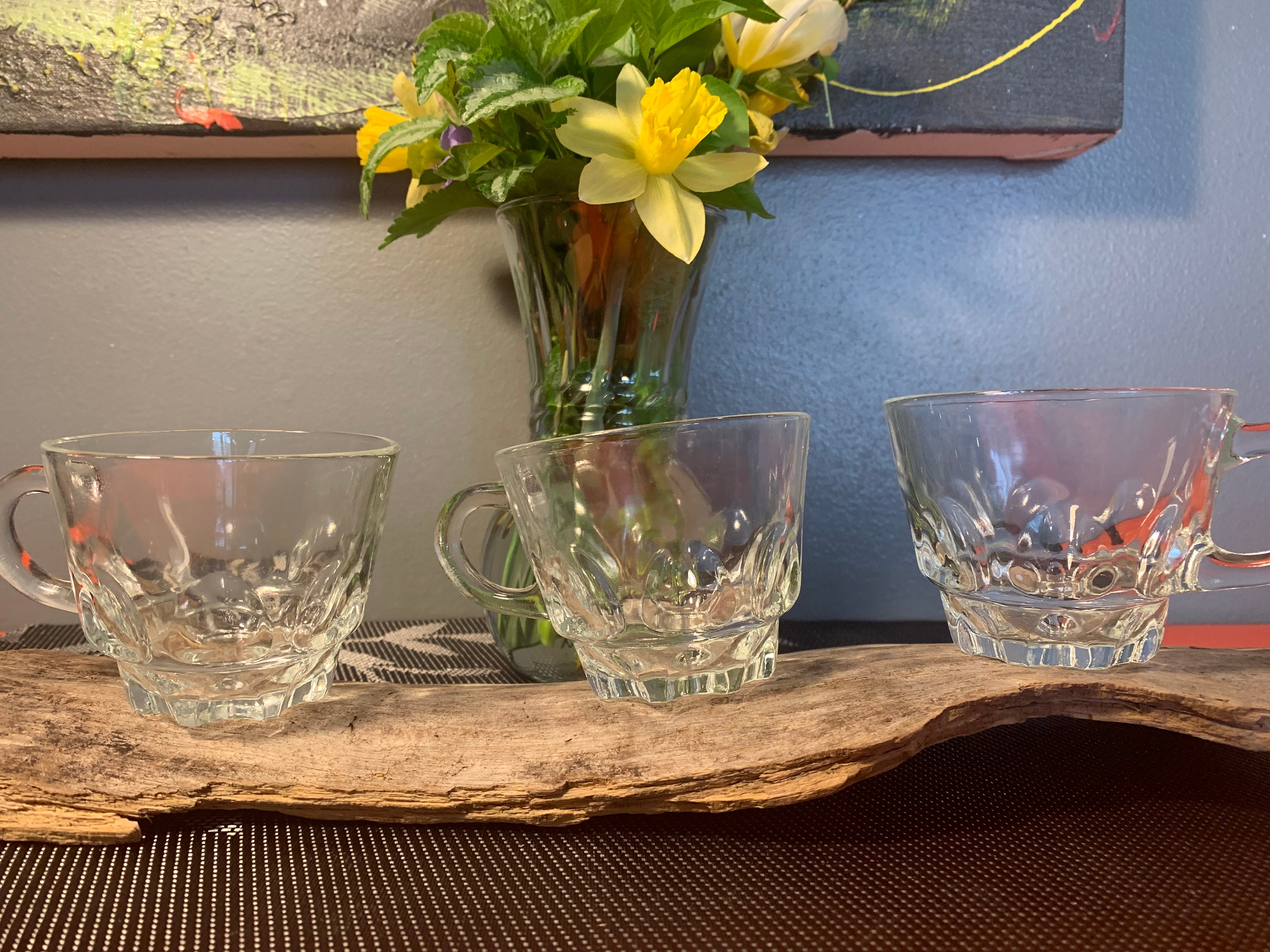 Vintage Clear Glass Punch Cups Thumb Print Pattern Set of 3 - Etsy