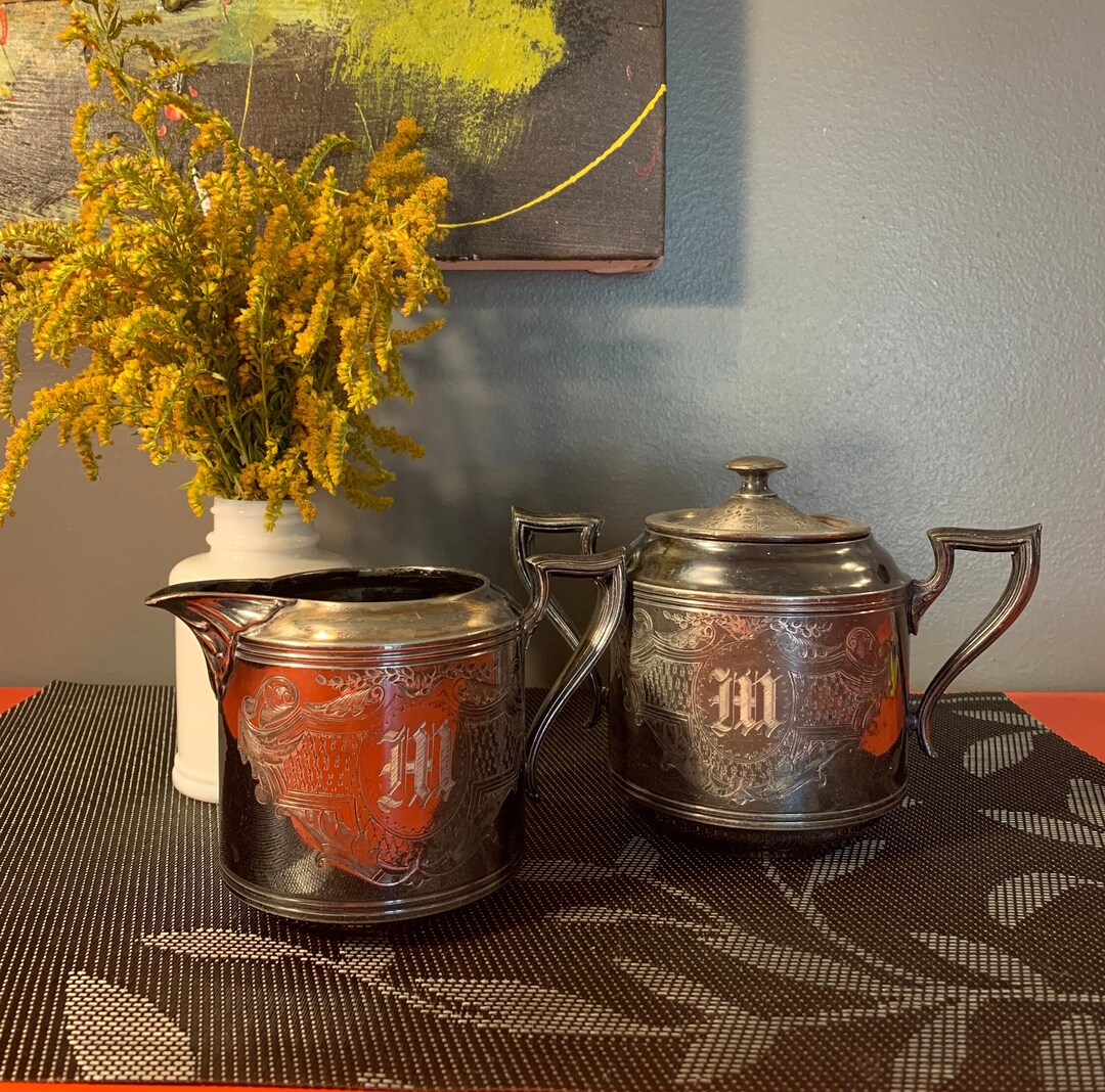 Antique Knickerbocker Silver Co. Sugar Bowl and Creamer Silverplated ...