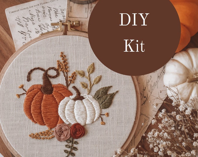 Embroidery Kit Hand Embroidery DIY Autumn Embroidery Pattern Pumpkin ...