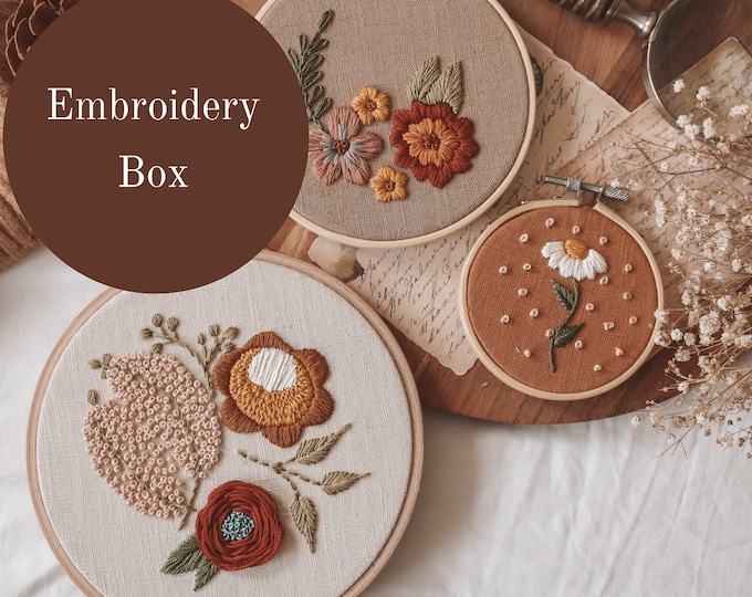 Embroidery Kit - Hand Embroidery DIY - Craft Box - Botanical - Flower ...