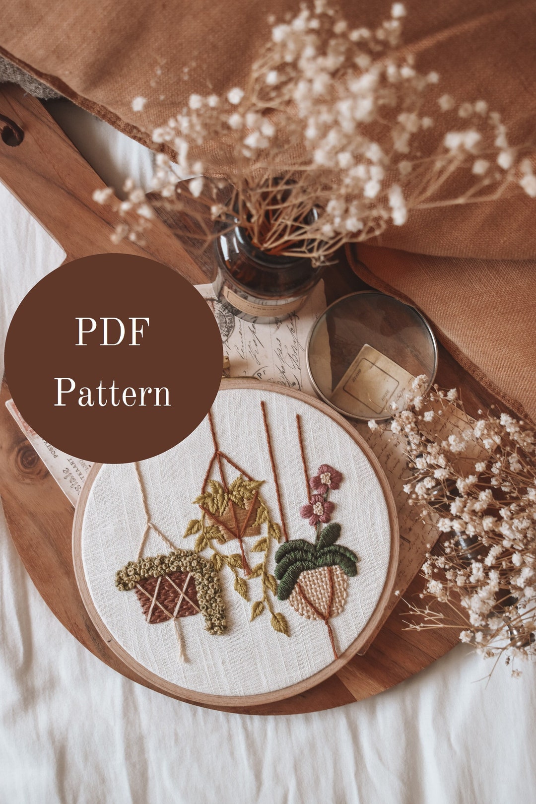 Embroidery Pattern - Hanging Plants - Flower Embroidery - Botanical ...