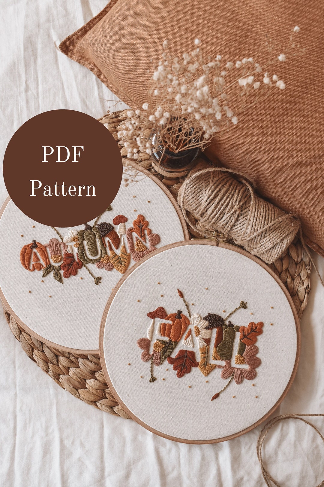 Embroidery Pattern -modern Hand Embroidery Patterns-autumn Embroidery ...