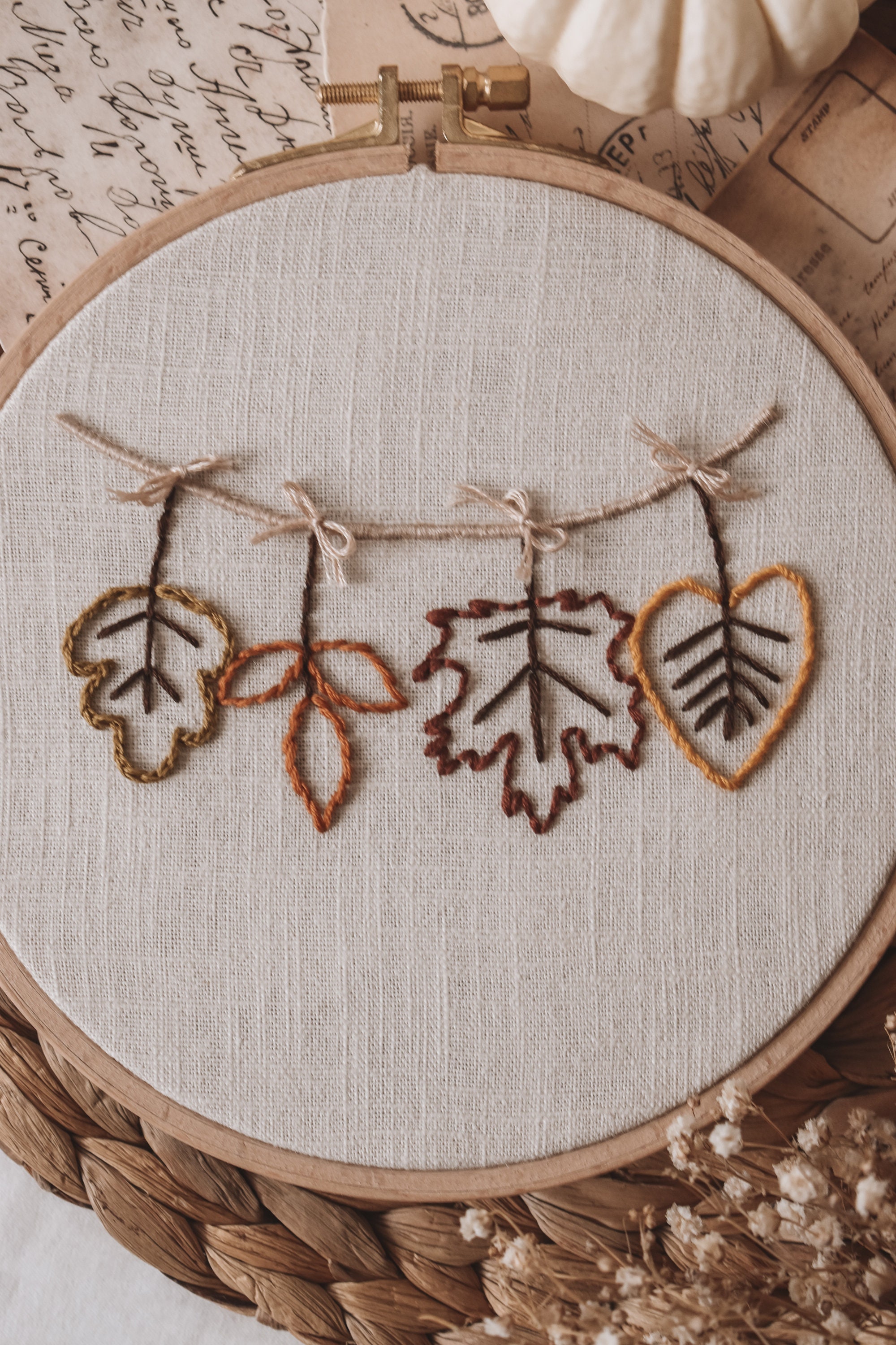 Embroidery Pattern - Hand Embroidery Pattern - Leaves Embroidery - Fall ...