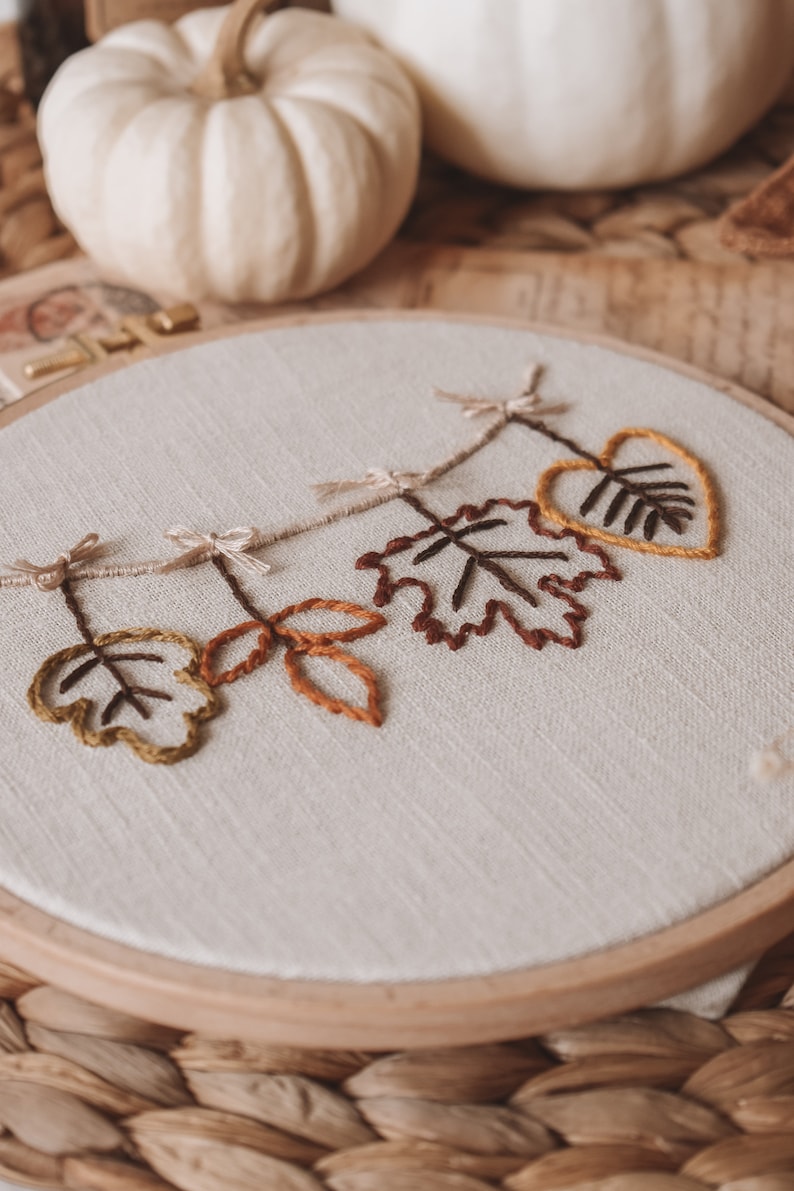 Embroidery Pattern - Hand Embroidery Pattern - Leaves Embroidery - Fall ...