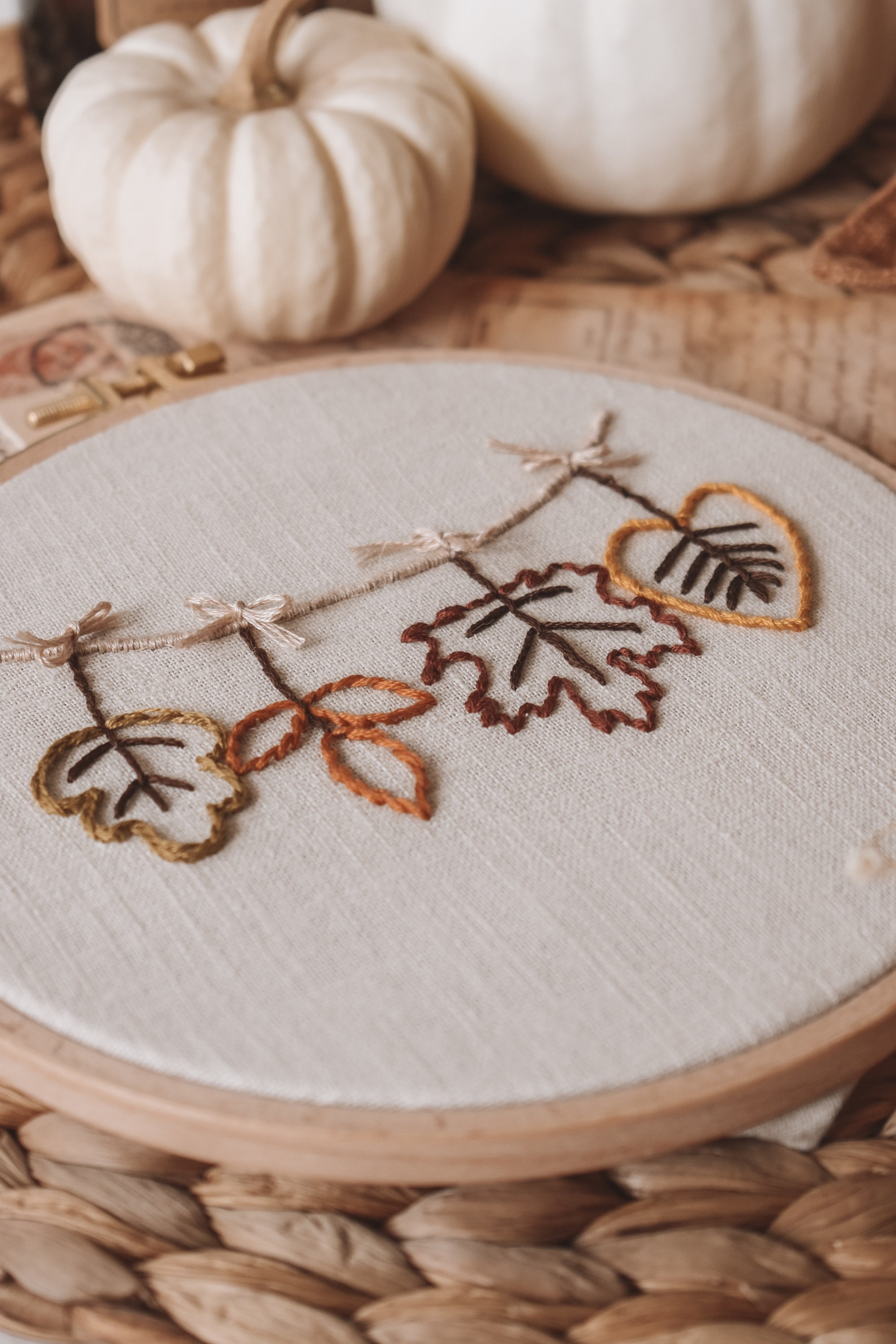 Embroidery Pattern - Hand Embroidery Pattern - Leaves Embroidery - Fall ...
