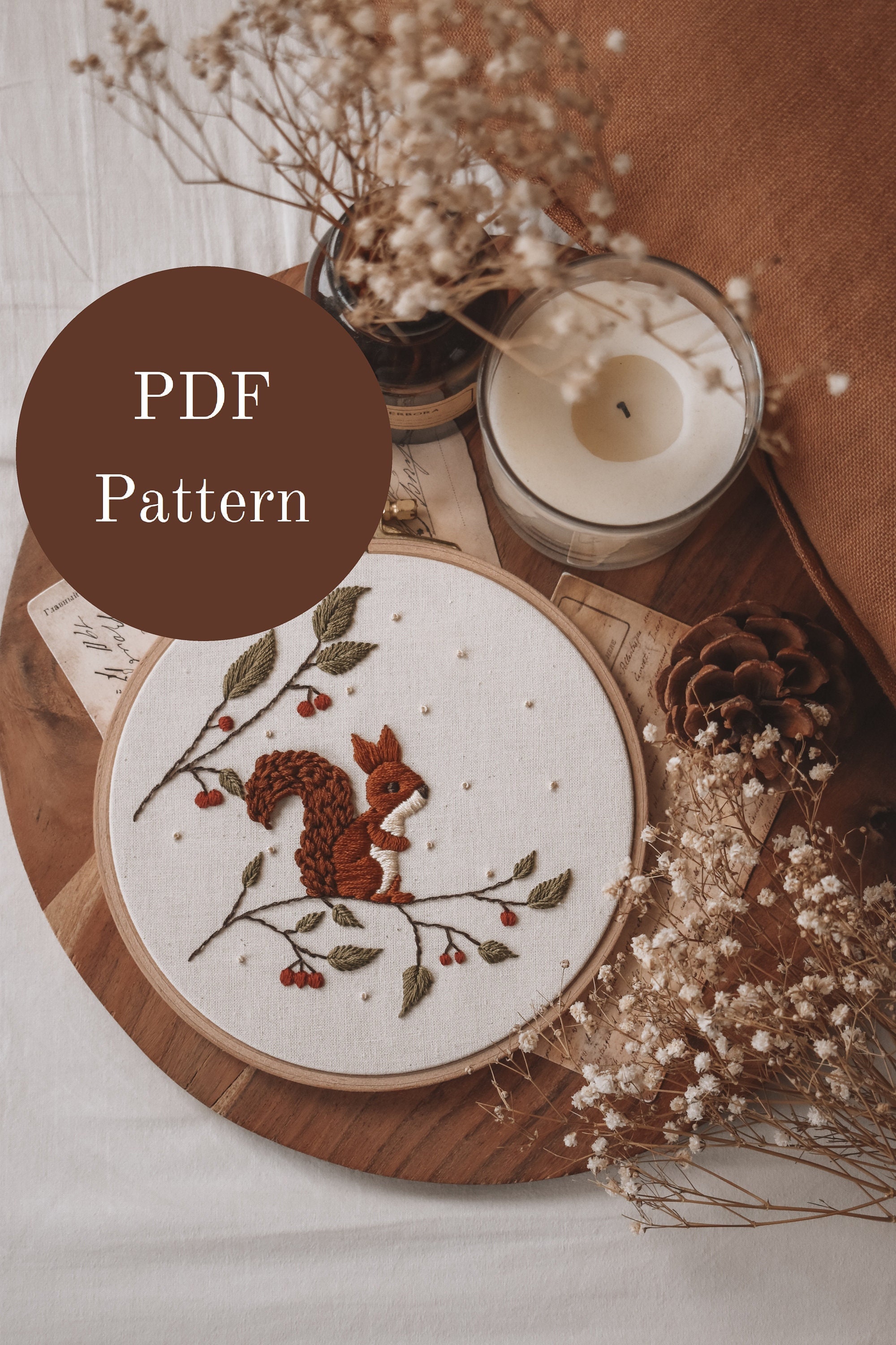 Embroidery Pattern Embroidery Designs Squirrel Embroidery - Etsy