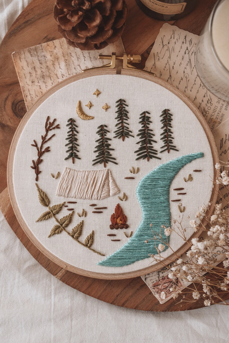 Embroidery Pattern Hand Embroidery Pattern Camping - Etsy
