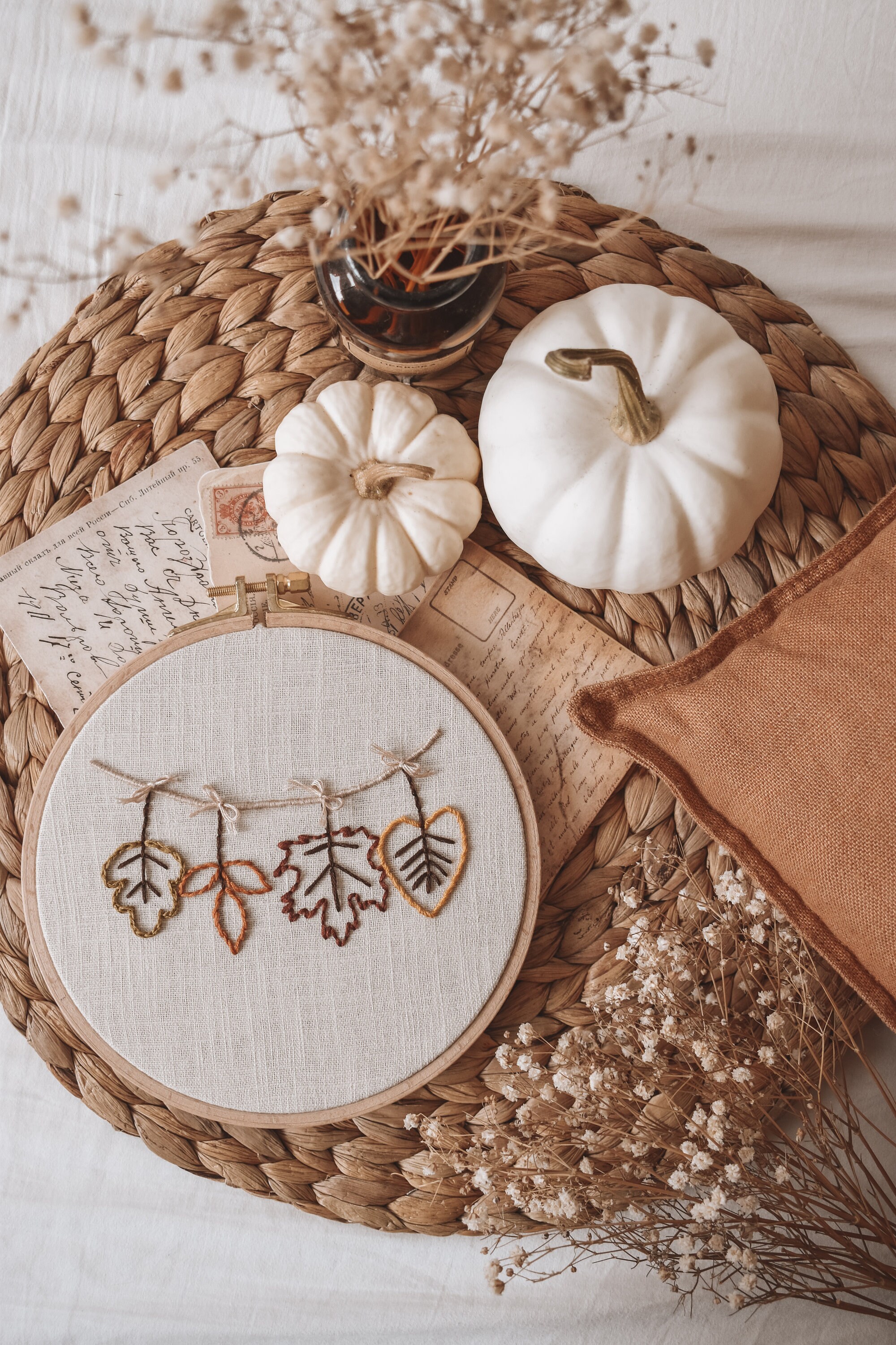 Embroidery Pattern - Hand Embroidery Pattern - Leaves Embroidery - Fall ...