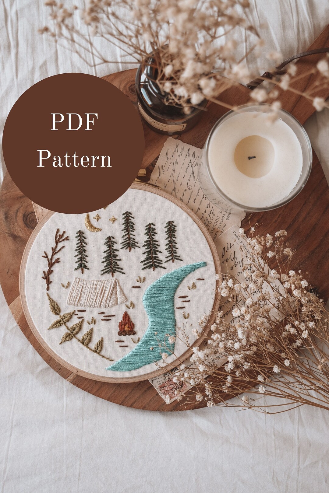 Embroidery Pattern - Hand Embroidery Pattern - Camping Embroidery ...
