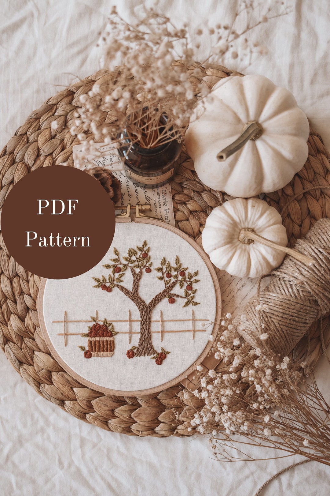 Hand Embroidery Pattern - Apple Embroidery Pattern - Autumn Embroidery ...