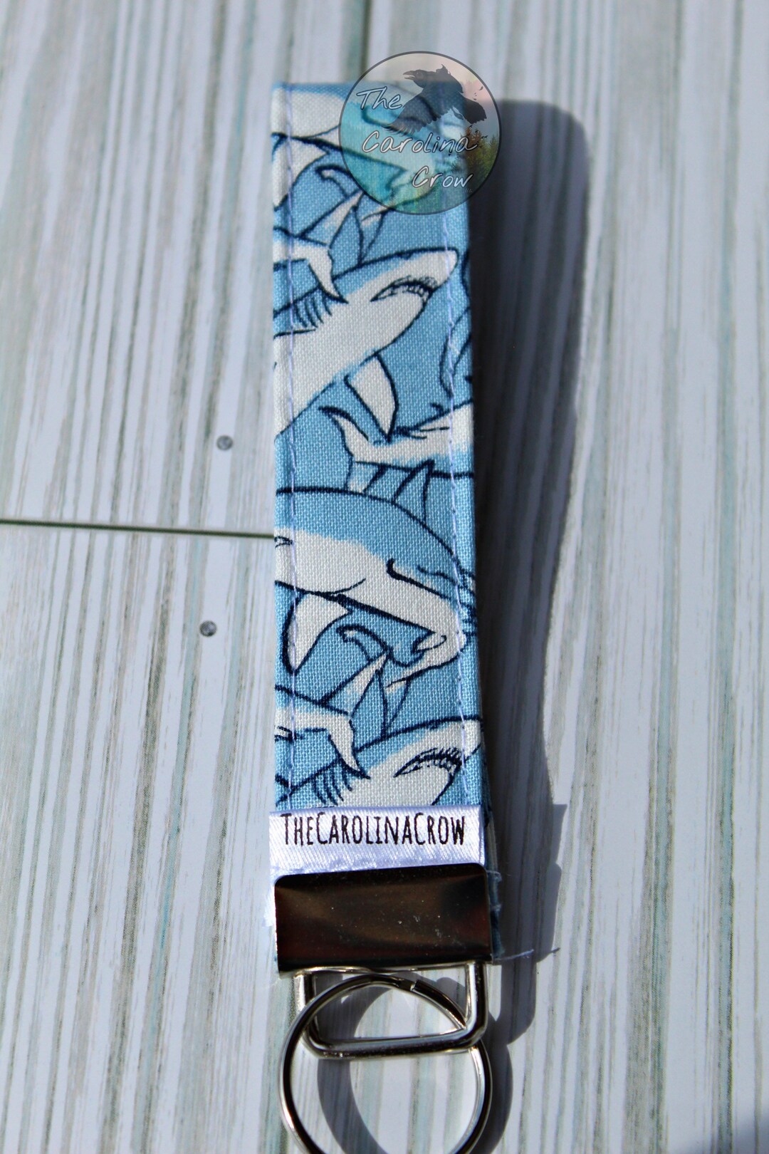 Shark Keychain Wristlet Fabric Key Fob Hand Sewn Key Holder Key Rings ...