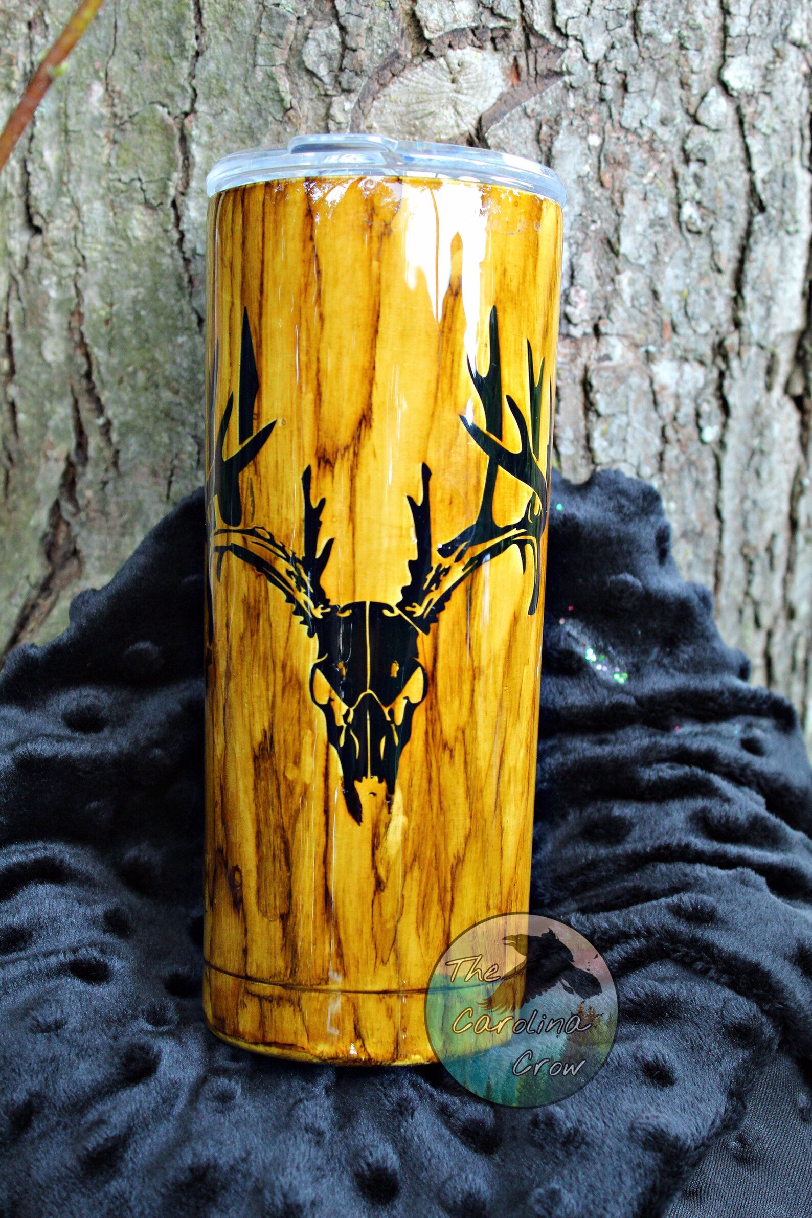 Wood Grain Tumbler Cup Custom Customizable Deer Skull Hunter Cup Mens ...