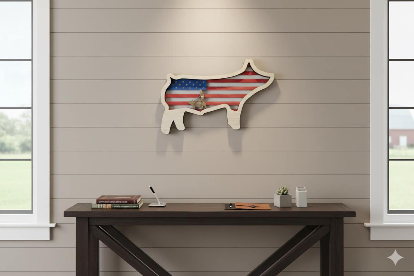 USA Patriotic Flag Pig Wood Sign, 4H Award, Livestock Show Decor - Etsy