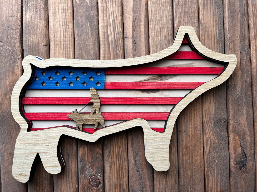 USA Patriotic Flag Pig Wood Sign, 4H Award, Livestock Show Decor - Etsy