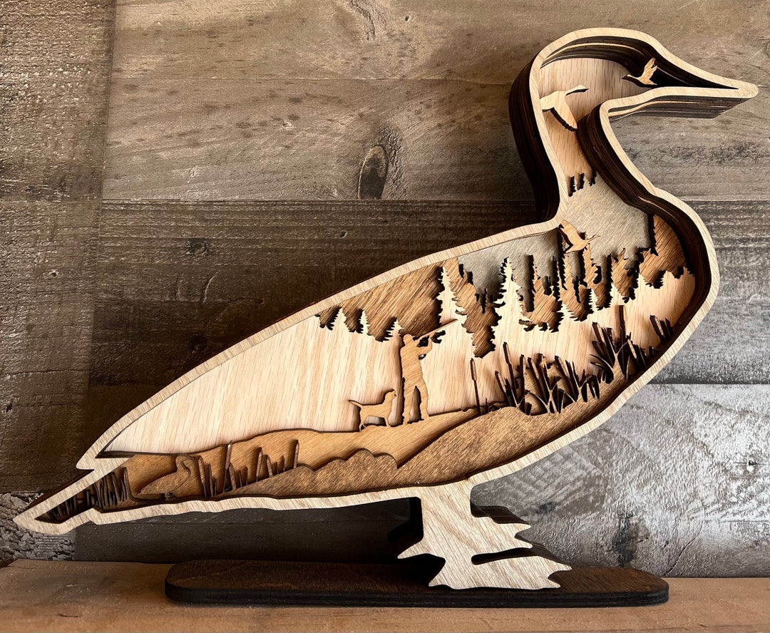 Layer Duck With 1 Dog Waterfowl Hunting Gift Decor Mancave Unique ...
