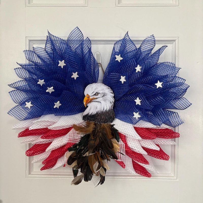 Red White and Blue Eagle Wreath - Etsy