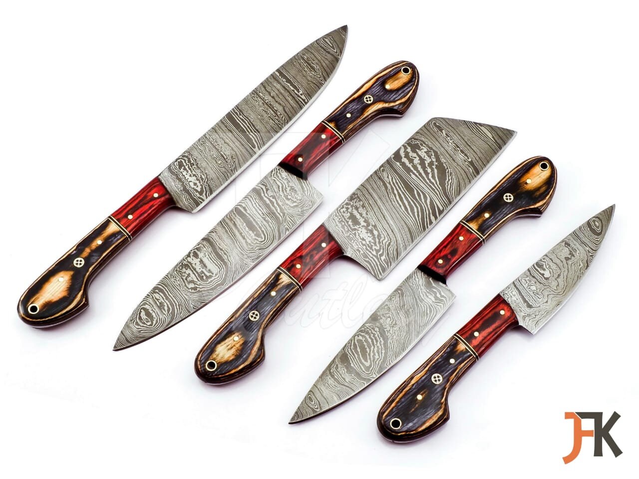 Handmade Damascus Chef Set of 5pcs With Leather,damascus Knife Set ...