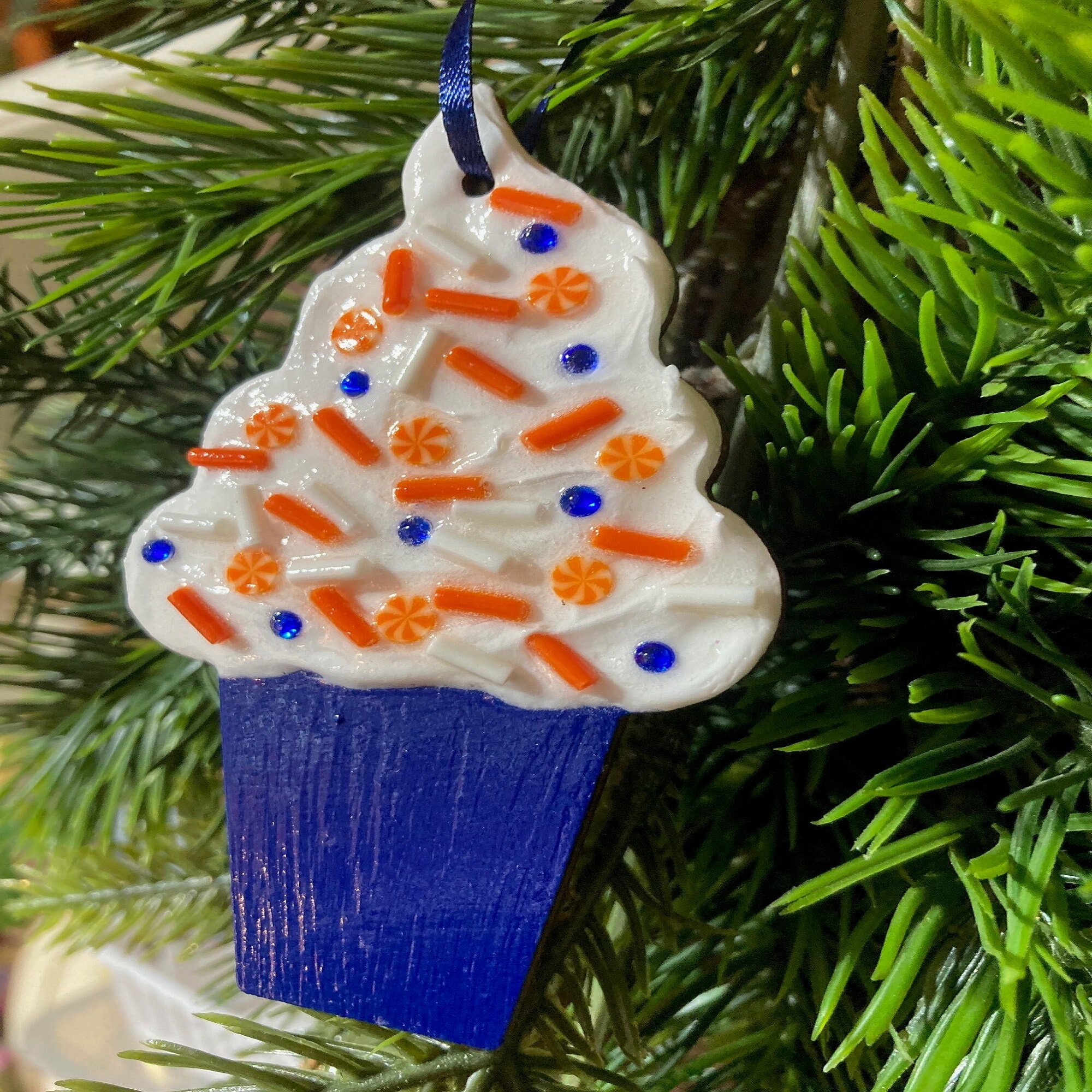 Blue and Orange go Team Ice Cream Cone Christmas Ornament - Etsy